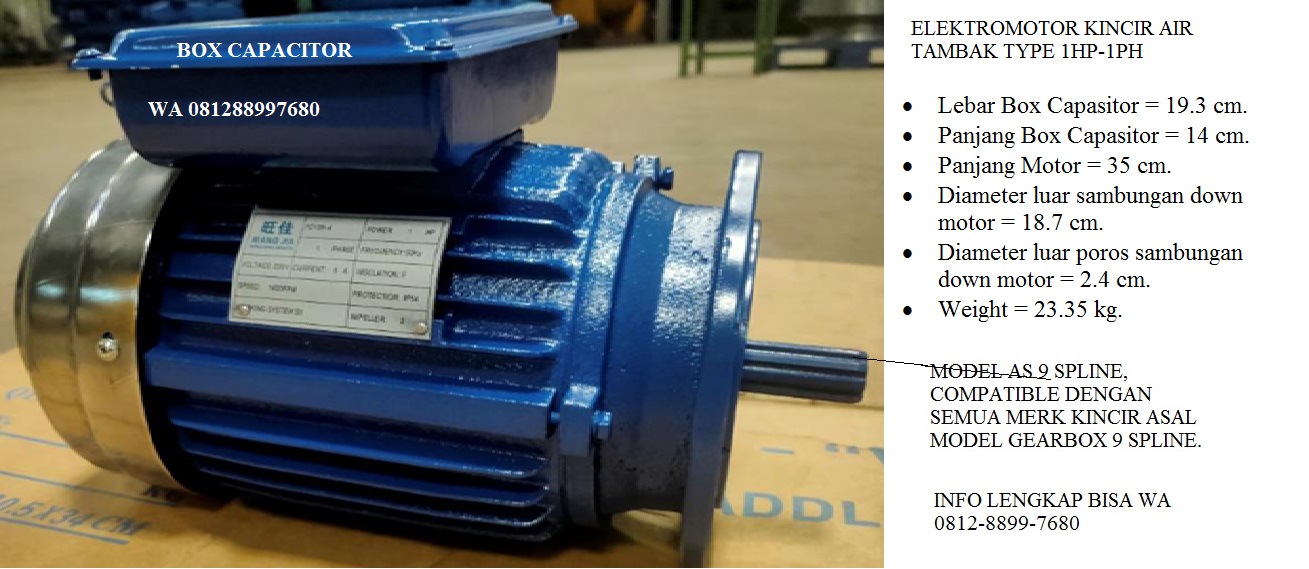 Dimensi Motor Kincir Wangjia 1HP-1Phase - KINCIRAIR.ID